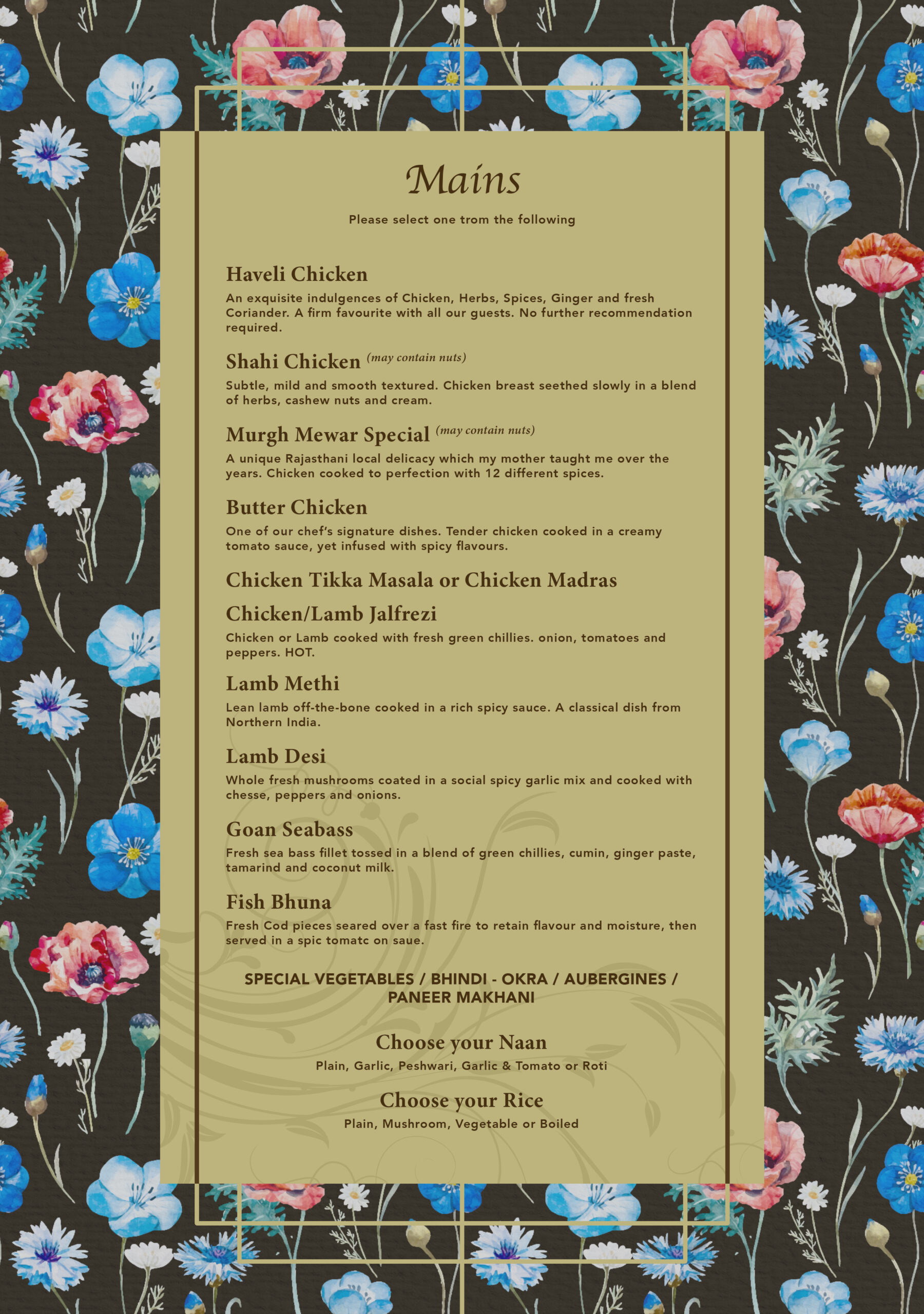 Mewar Haveli Menu | Indian Restaurant & Takeaway Nottingham